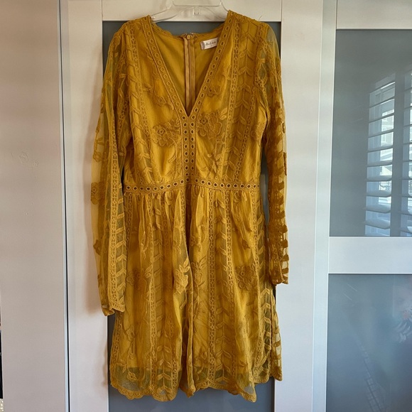 Altar'd State | Dresses | Yellow Long Sleeve Sheer Dress From Altard ...